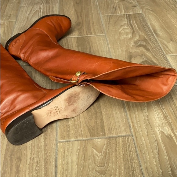 Coach | Shoes | Coach Terracotta Red Leather Over The Knee Boots | Poshmark